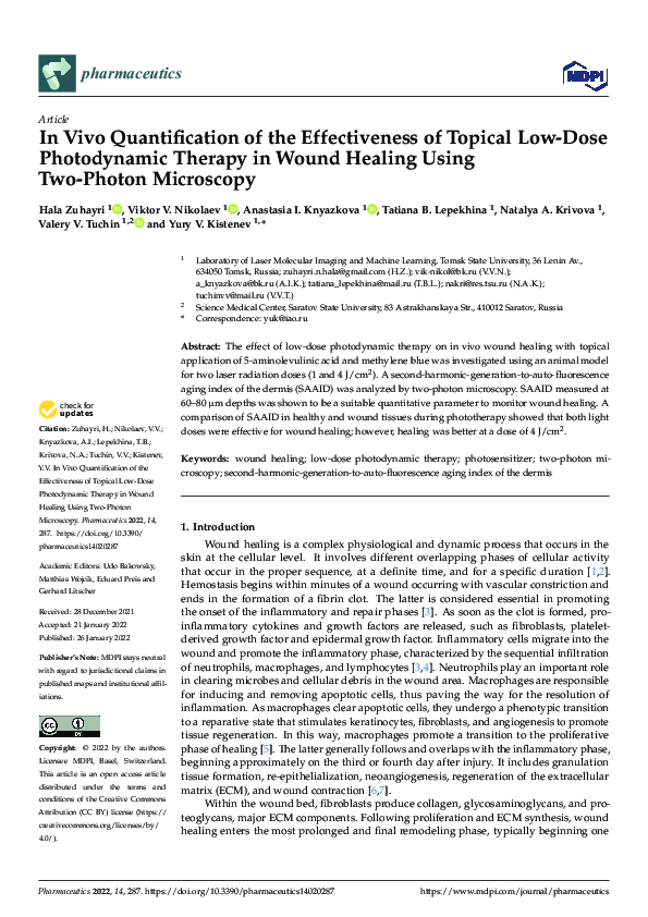 (PDF) In Vivo Quantification of the Effectiveness of Topical Low-Dose Photodynamic Therapy in ...