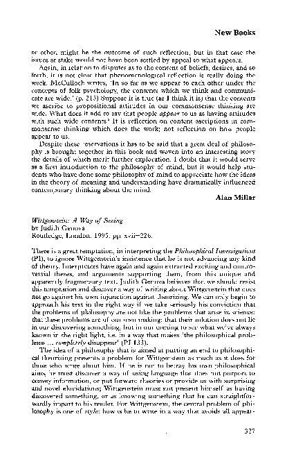 (PDF) Wittgenstein: A Way of Seeing by Judith Genova Routledge, London ...