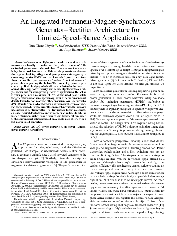 (PDF) An Integrated Permanent-Magnet-Synchronous Generator–Rectifier ...
