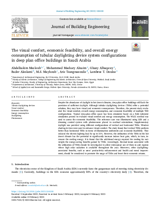 (PDF) The visual comfort, economic feasibility, and overall energy ...