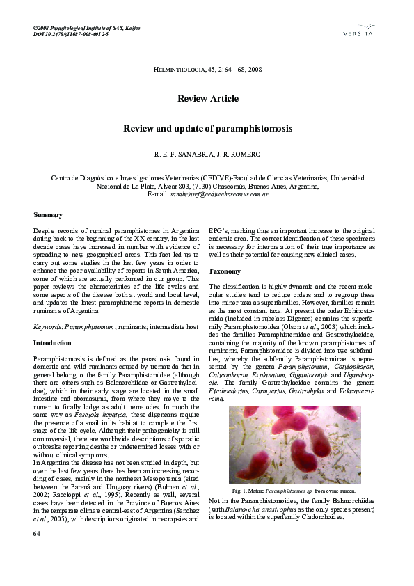 (PDF) Review and update of paramphistomosis