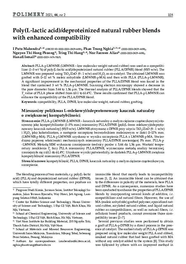 (PDF) Poly(L-lactic acid)/deproteinized natural rubber blends with ...