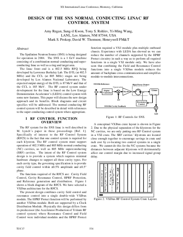 (PDF) Design of the SNS Normal Conducting LINAC RF Control System