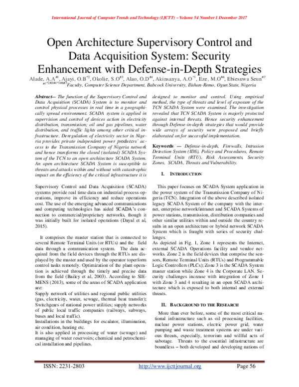 (PDF) Open Architecture Supervisory Control and Data Acquisition System: Security Enhancement ...