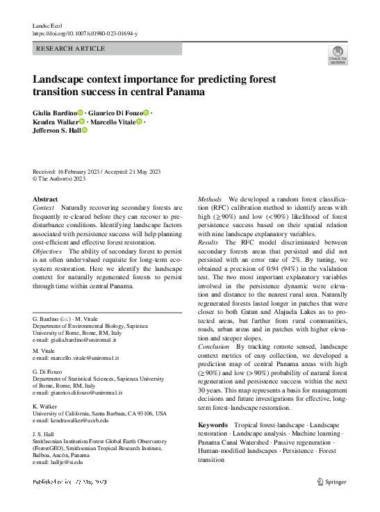 (PDF) Landscape context importance for predicting forest transition ...