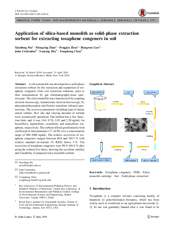 (PDF) Application of silica-based monolith as solid phase extraction cartridge for extracting ...