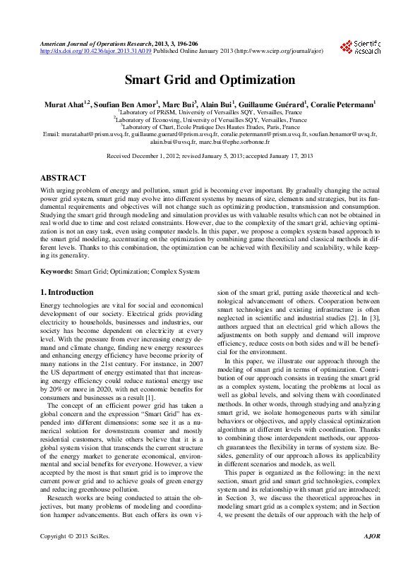 (PDF) Smart Grid and Optimization | Guillaume Guérard - Academia.edu