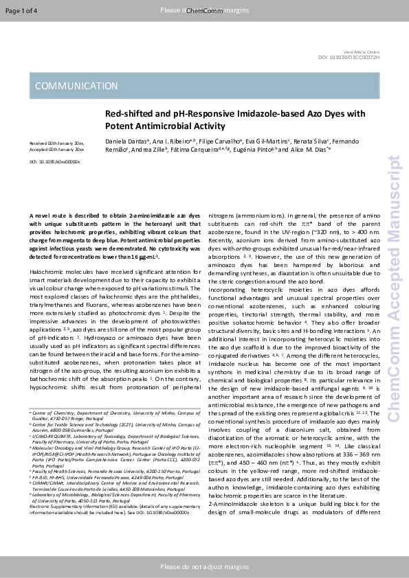 (PDF) Red-shifted and pH-responsive imidazole-based azo dyes with ...