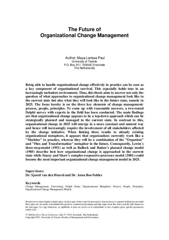 (PDF) The future of organizational change management