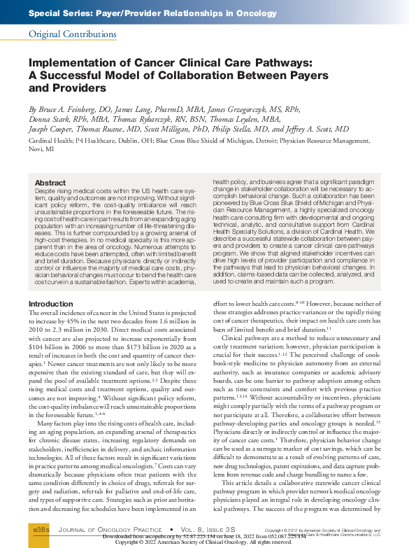 (PDF) Implementation of Cancer Clinical Care Pathways: A Successful ...