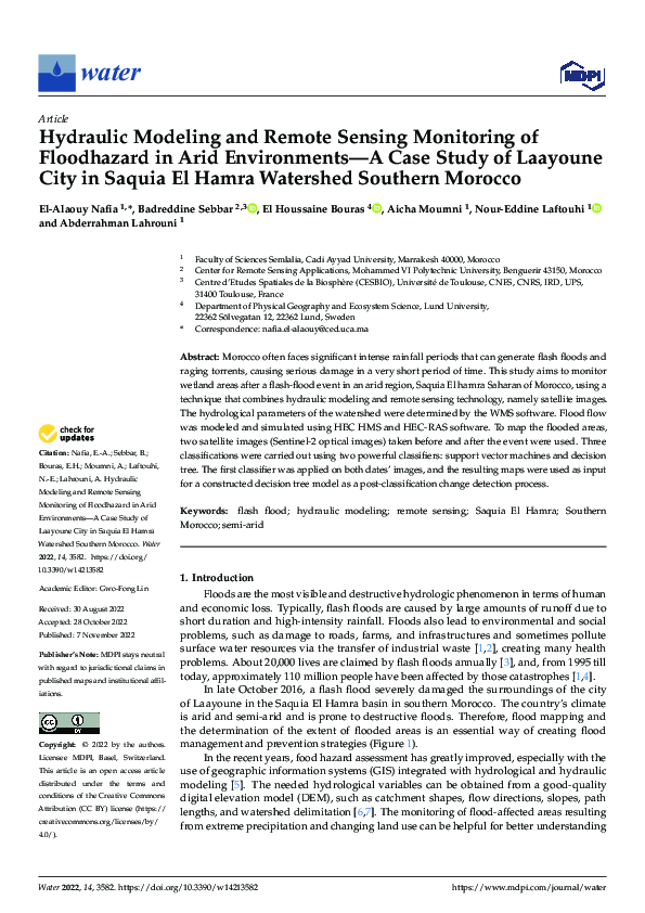 (PDF) Hydraulic Modeling and Remote Sensing Monitoring of Floodhazard in Arid Environments—A ...