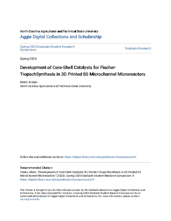 (PDF) Development of Core-Shell Catalysts for Fischer-TropschSynthesis ...