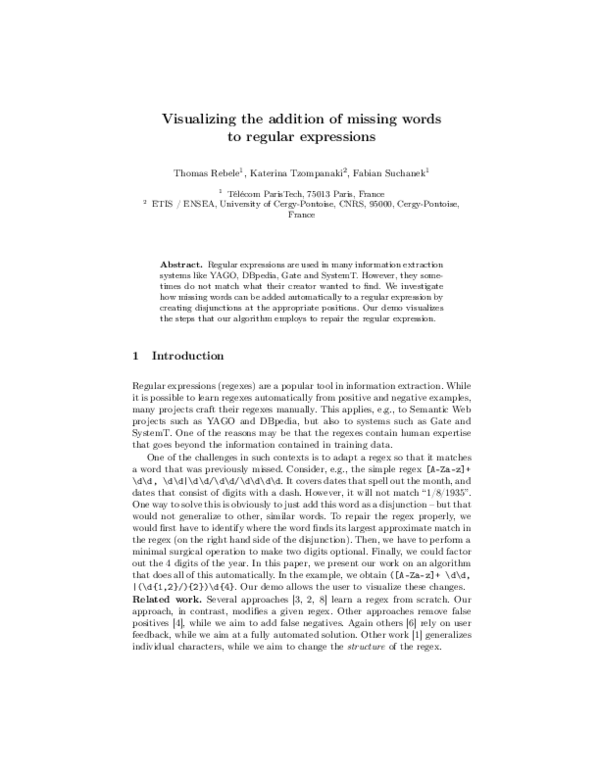 (PDF) Repairing Regular Expressions by Adding Missing Words | Katerina Tzompanaki - Academia.edu