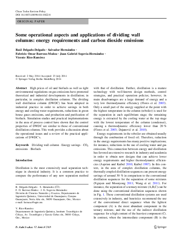 (PDF) Some operational aspects and applications of dividing wall ...