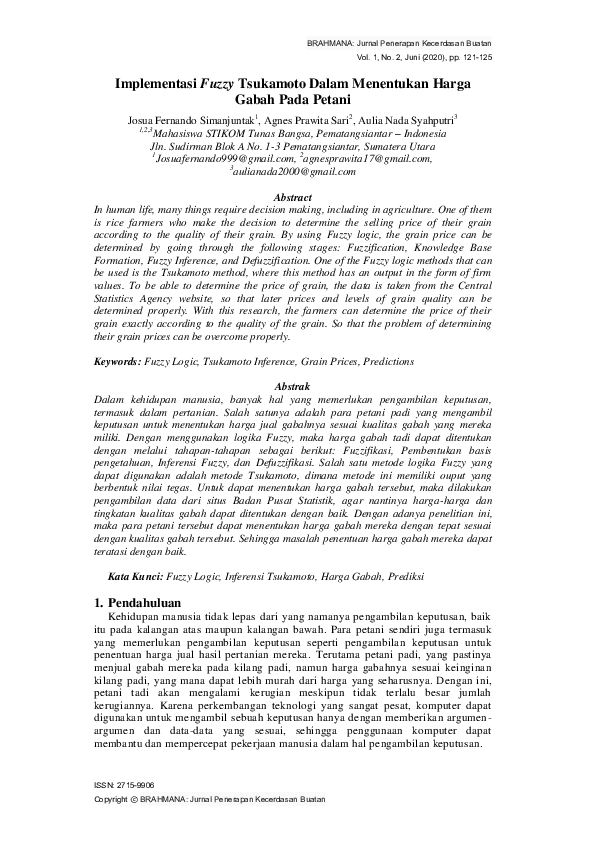 (PDF) Implementasi Fuzzy Tsukamoto Dalam Menentukan Harga Gabah Pada Petani