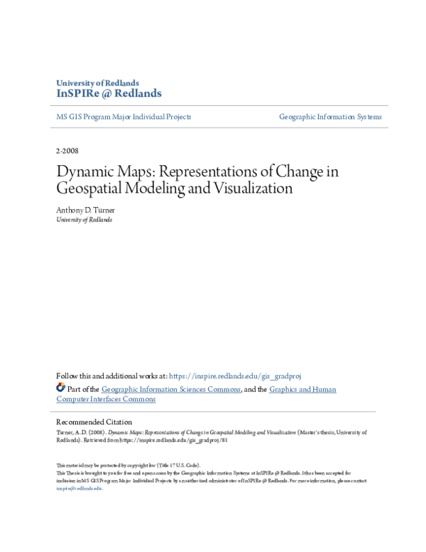 (PDF) Dynamic Maps: Representations of Change in Geospatial Modeling and Visualization