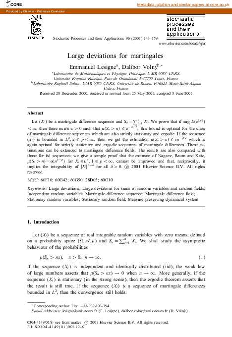 (PDF) Large deviations for martingales