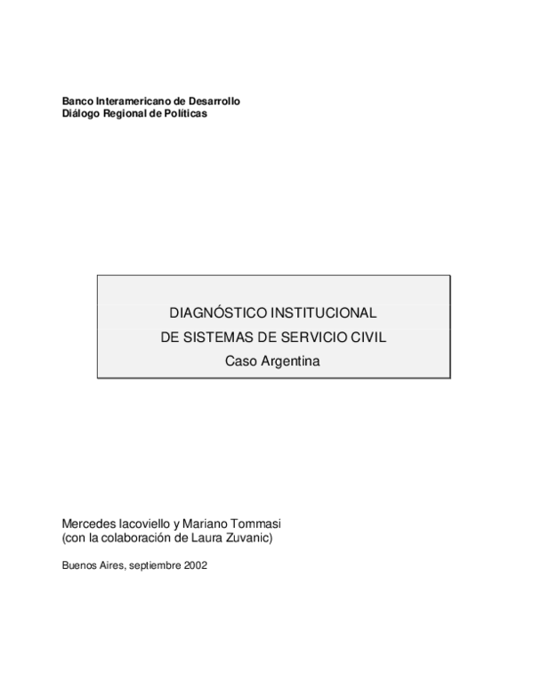 (PDF) Diagnóstico institucional de sistemas de servicio civil