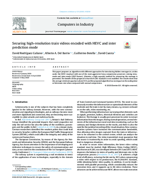 (PDF) Securing high-resolution train videos encoded with HEVC and inter prediction mode