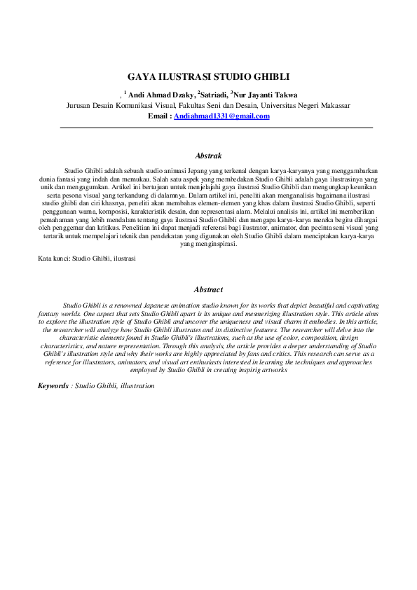 Pdf Gaya Ilustrasi Studio Ghibli