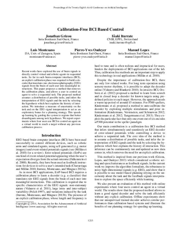 (PDF) Calibration-Free BCI Based Control