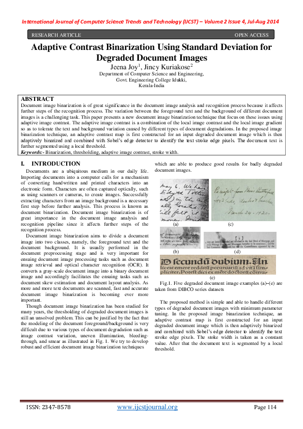 (PDF) Adaptive Contrast Binarization for Document Images