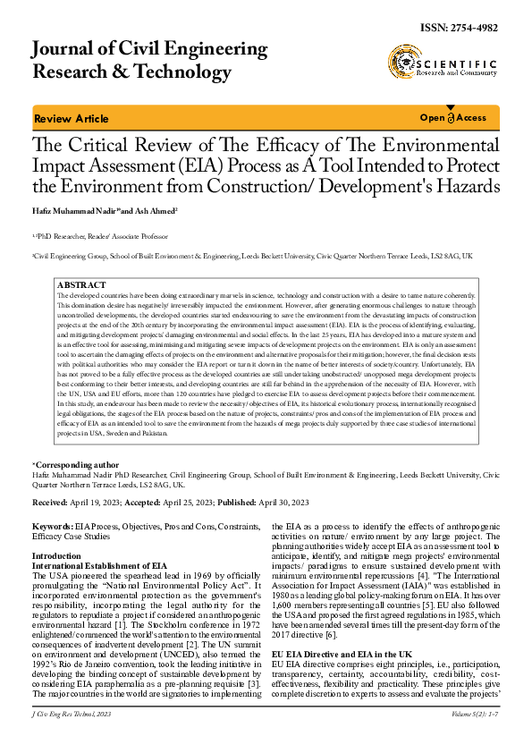 (PDF) The Critical Review of The Efficacy of The Environmental Impact ...