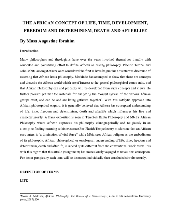 (DOC) The African Concept Of Life