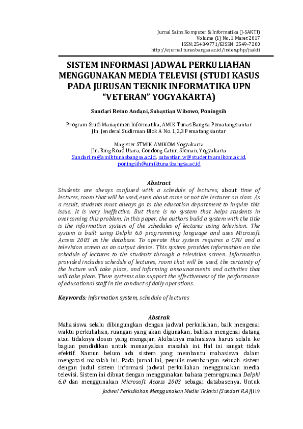 (PDF) Sistem Informasi Jadwal Perkuliahan Menggunakan Media Televisi ...
