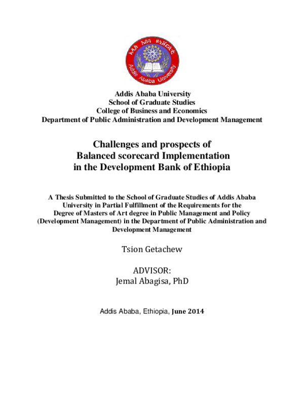 (PDF) Challenges and prospects of Balanced Scorecard Implementation in the Development Bank of ...