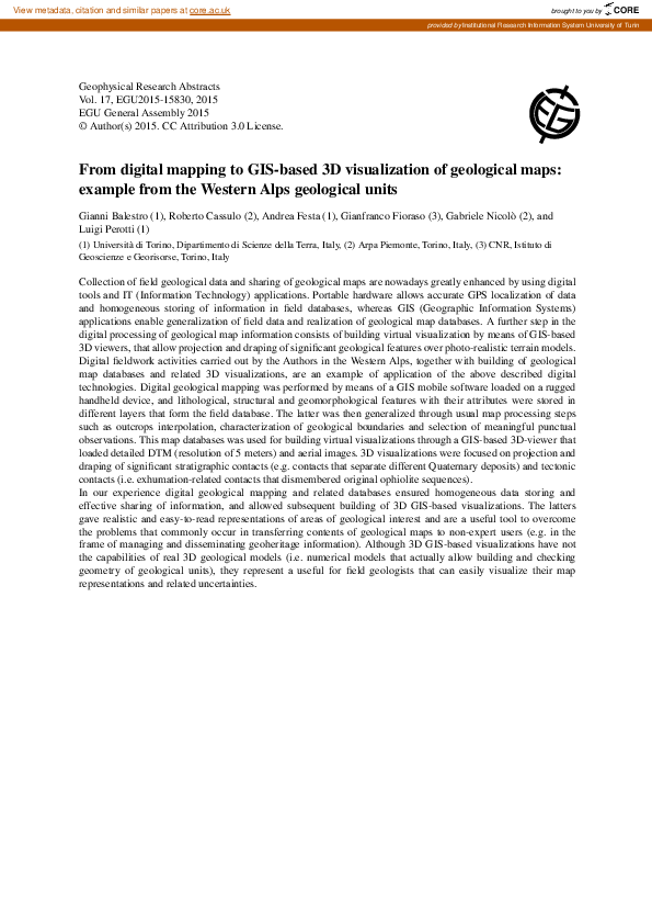 Pdf From Digital Mapping To Gis Based 3d Visualization Of Geological