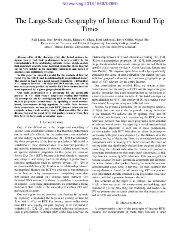 (PDF) The large-scale geography of Internet round trip times