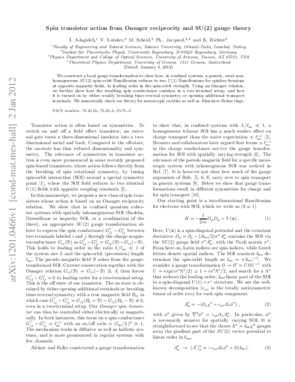 (PDF) Spin Transistor Action from Hidden Onsager Reciprocity | Vitalij ...