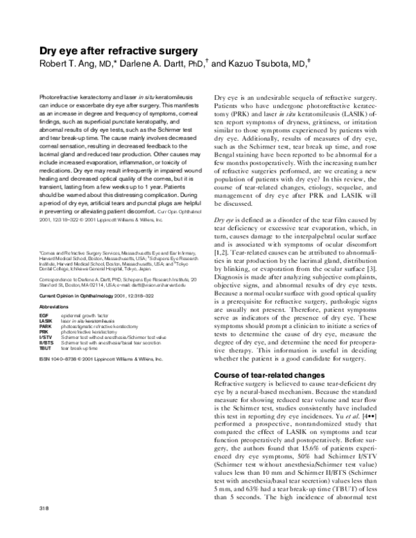 (PDF) Dry eye after refractive surgery