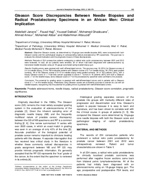 (PDF) Gleason Score Discrepancies Between Needle Biopsies and Radical ...