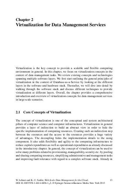 (PDF) Virtualization for Data Management Services