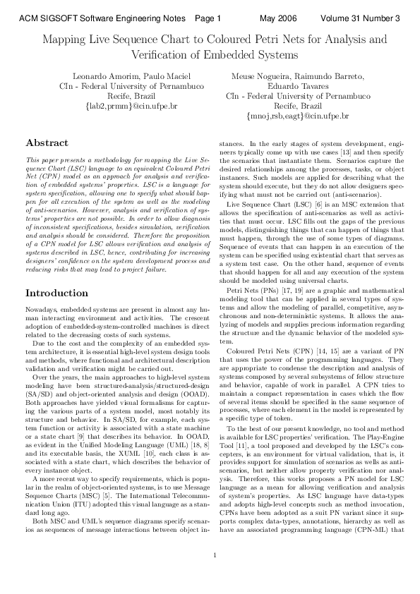 (PDF) Mapping live sequence chart to coloured petri nets for analysis and verification of ...