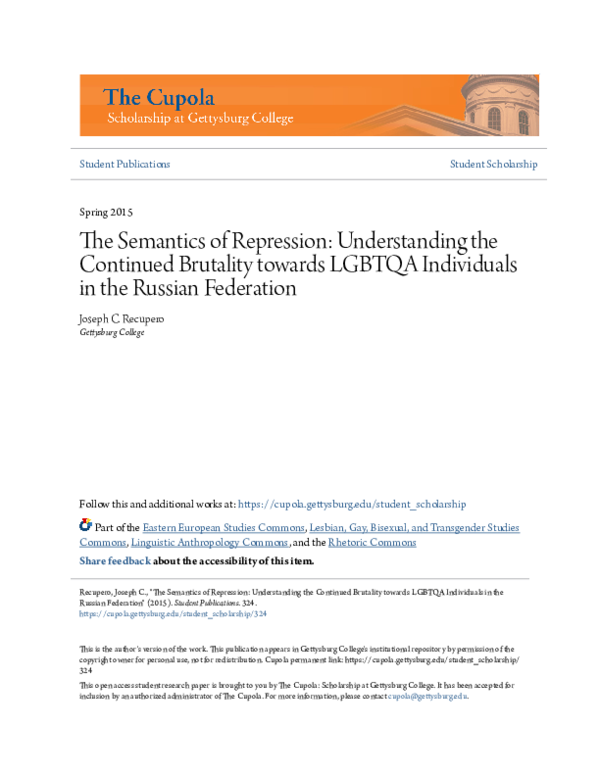 (PDF) The Semantics of Repression: Understanding the Continued Brutality towards LGBTQA ...