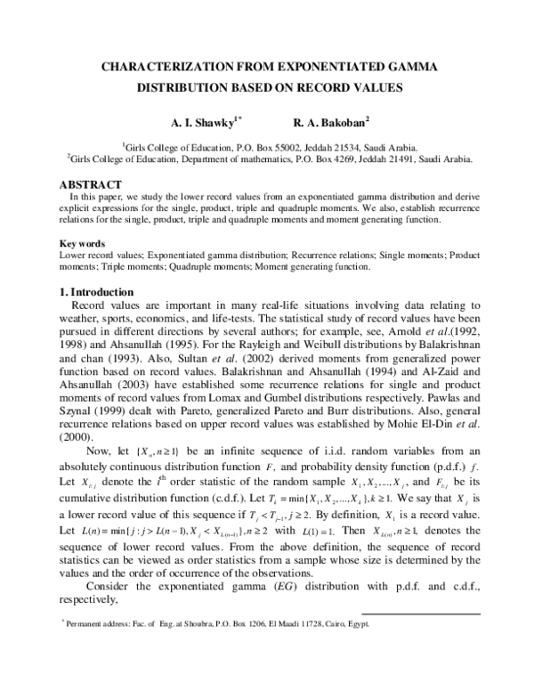 (PDF) Inferences for Exponentiated Fréchet Distribution Based on Record Values