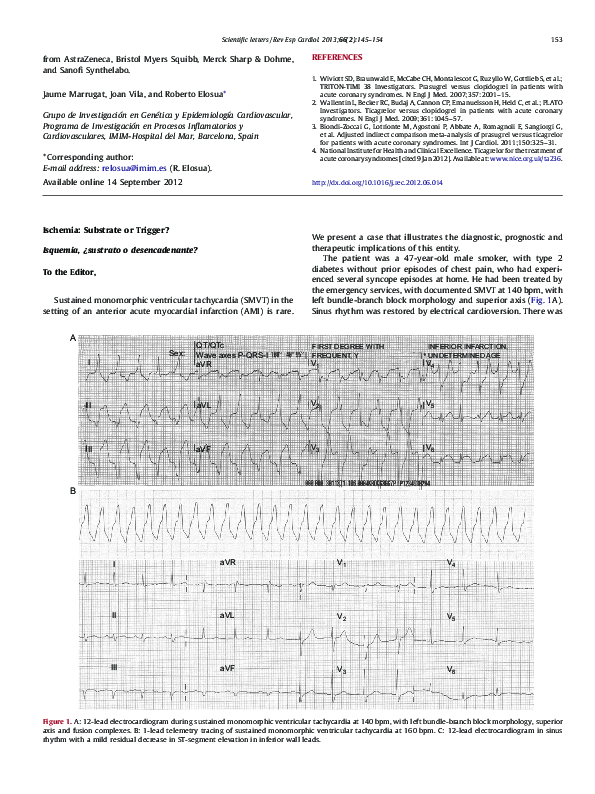 (PDF) Ischemia: Substrate or Trigger?