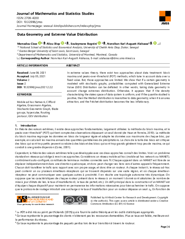 (PDF) Data Geometry and Extreme Value Distribution