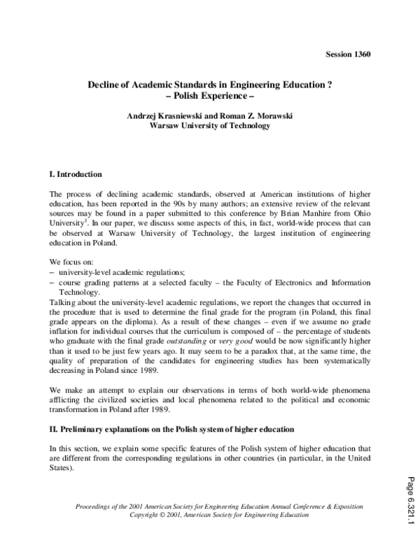 (PDF) Decline Of Academic Standards In Engineering Education?