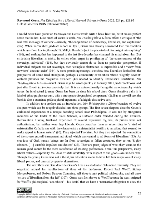 (PDF) Raymond Geuss, Not Thinking like a Liberal