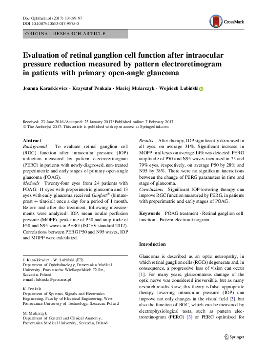 (PDF) Evaluation of retinal ganglion cell function after intraocular ...