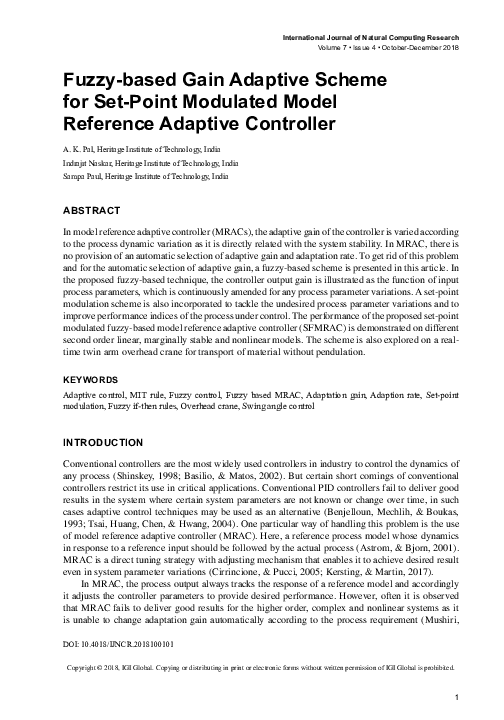 (PDF) Fuzzy-based Gain Adaptive Scheme for Set-Point Modulated Model Reference Adaptive Controller