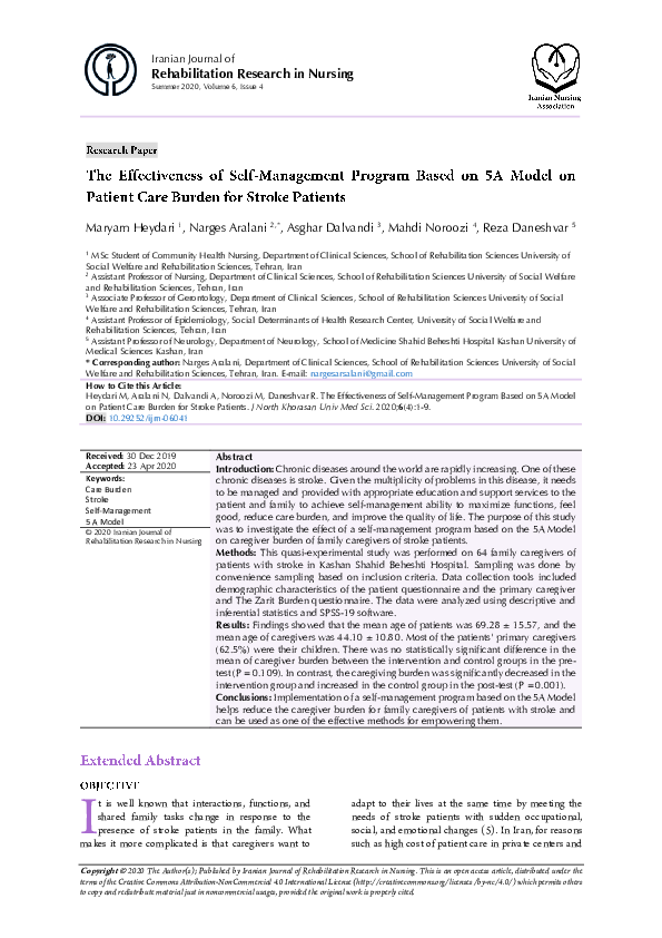 (PDF) The Effectiveness of Self-Management Program Based on 5A Model on ...