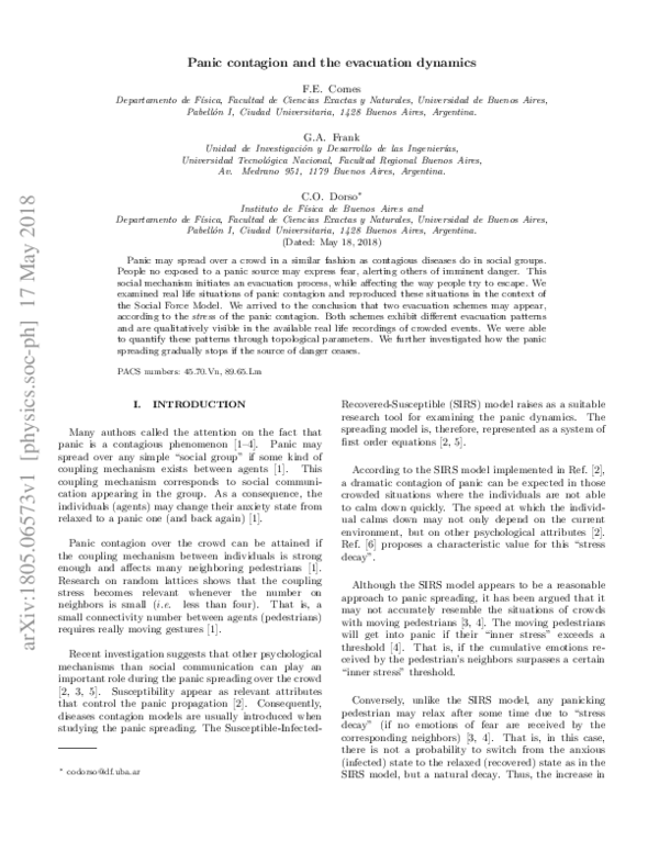 (PDF) Panic contagion and the evacuation dynamics
