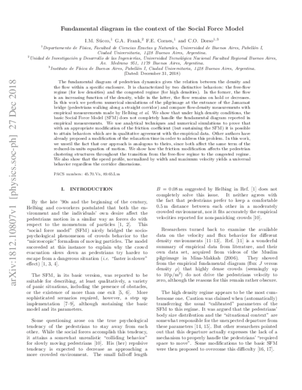(PDF) Fundamental diagram in the context of the Social Force Model