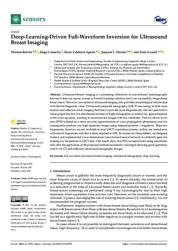 (PDF) Deep-Learning-Driven Full-Waveform Inversion for Ultrasound Breast Imaging