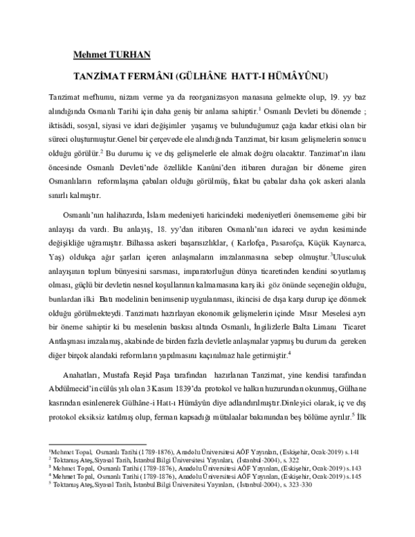 (PDF) TANZİMAT VE ISLAHAT FERMANLARI (EDİCT OF TANZİMAT AND REFORM)